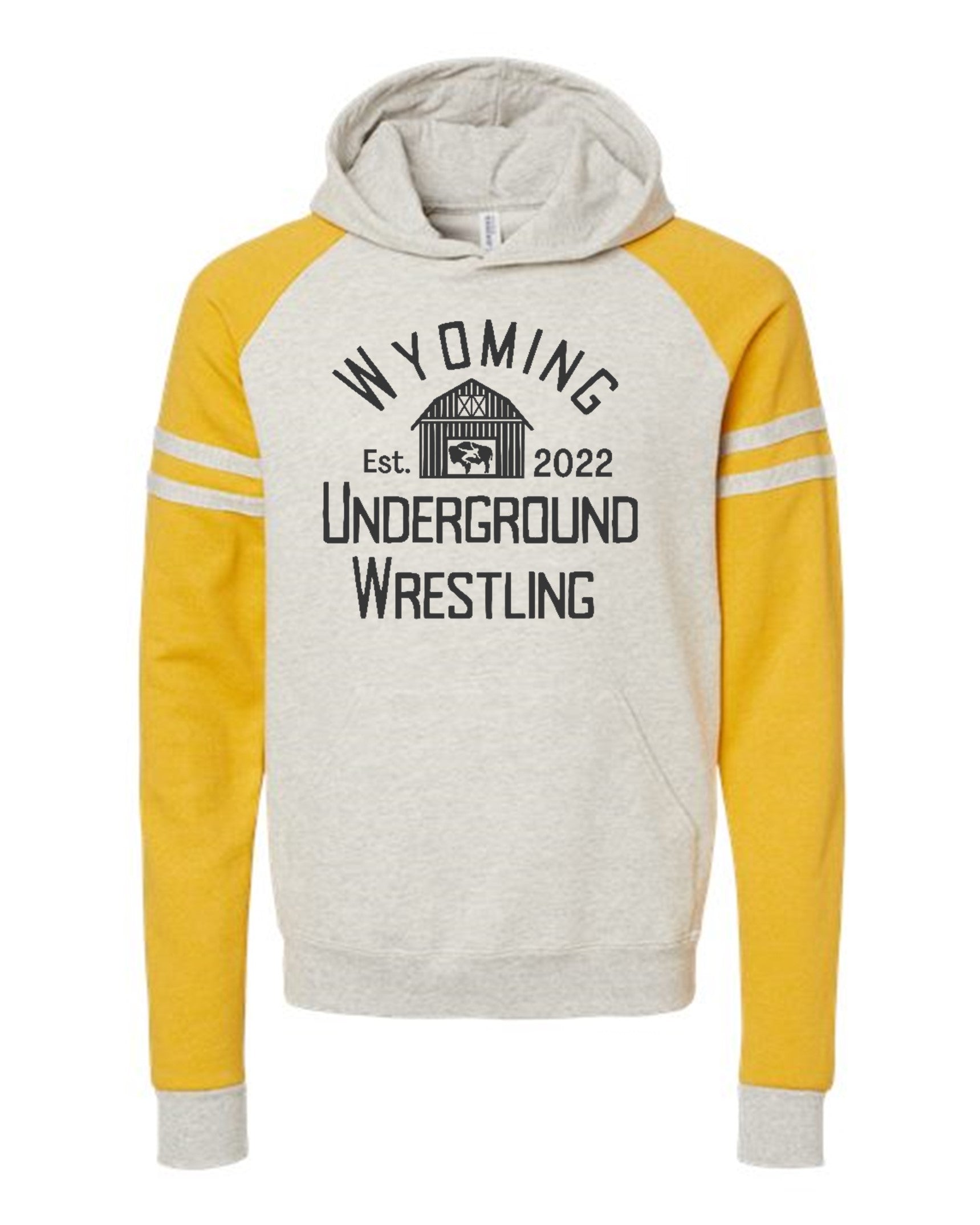 Wyoming Underground Wrestling Raglan Hooded Sweatshirt – Masden Avery ...