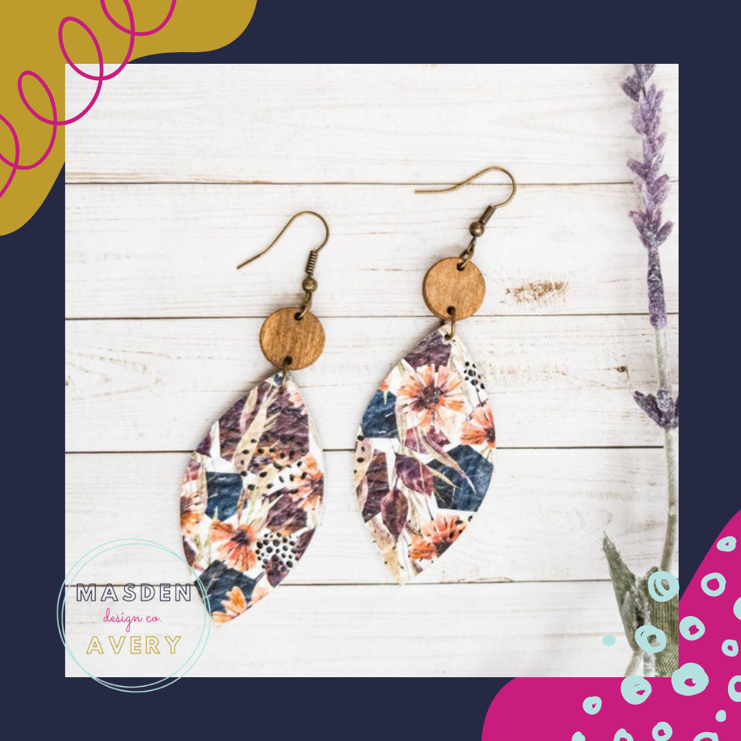 Leather and Wood Floral Earrings – Masden Avery Design Co.